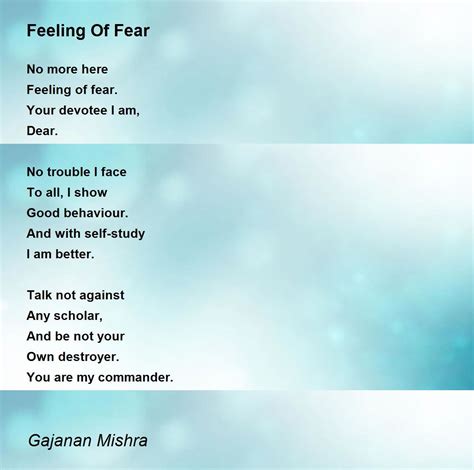 Feeling Of Fear Feeling Of Fear Poem By Gajanan Mishra