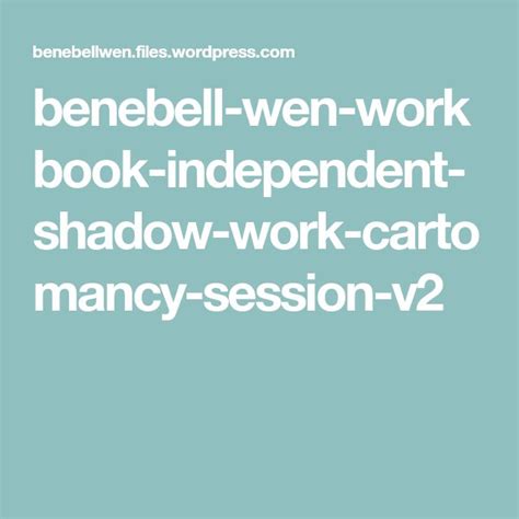Benebell Wen Workbook Independent Shadow Work Cartomancy Session