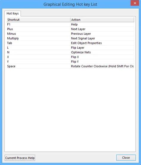 Pcbdlg Hotkeylistformgraphical Editing Hot Key List Pcb Ad Altium