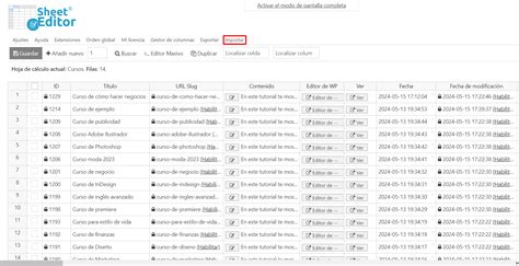 LearnPress Exportar Importar Editar Cursos En Lotes