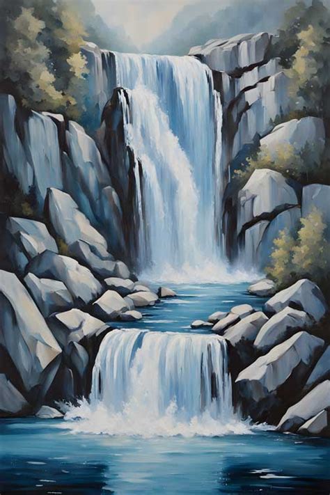 Waterfall Artwork Usa And Noida Premium Canvas Creation Artfactory