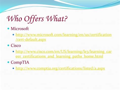 Information Technology Certifications Ppt