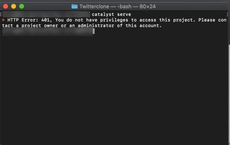 Command Line Interface Zoho Catalyst Error 401 You Do Not Have Privileges To Access This
