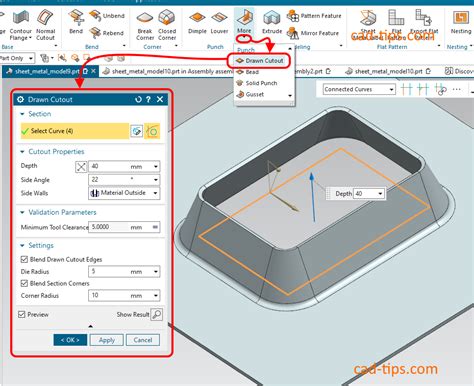 Drawn Cutout In Nx Sheet Metal Cad Tips