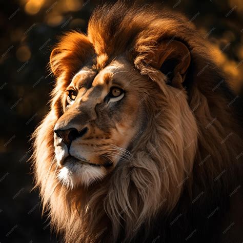 Premium AI Image | A lion's mane is shown against a dark background.