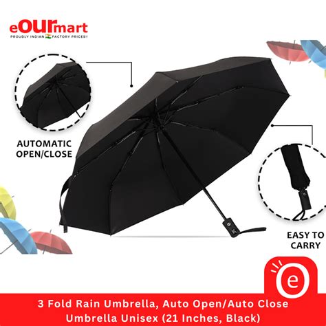 Buy Umbrella 3 Fold Black Auto Open Close Umbrella Factory Price In