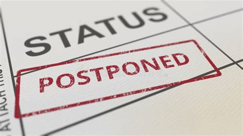 Red POSTPONED Stamp On Paper Form 3D Rendering Stock Illustration