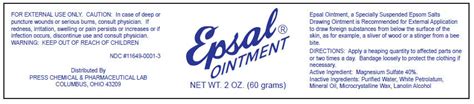 Fda Label For Epsal Indications Usage And Precautions