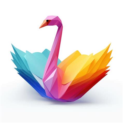 Premium Ai Image Origami Swan Isolated On White Background