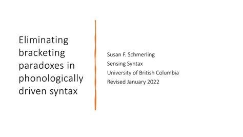 Pdf Eliminating Bracketing Paradoxes In Phonologically Driven Syntax