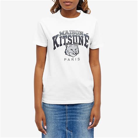 Maison Kitsuné Womens Campus Fox Classic T Shirt In White Maison Kitsune