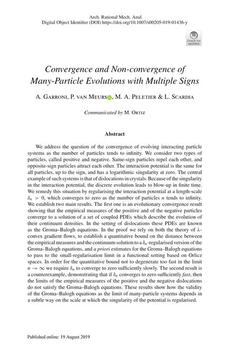 PDF Convergence And Non Convergence Of Many Particle Evolutions With Multiple Signs