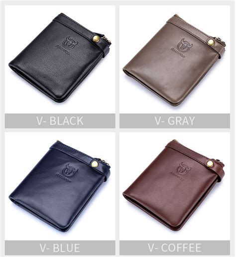 Bullcaptain Men Genuine Leather Rfid Blocking 8 Card Holder Zipper
