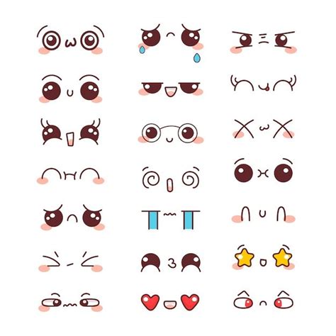 Hand Drawn Kawaii Face Collection Premium Vector Cute Drawings