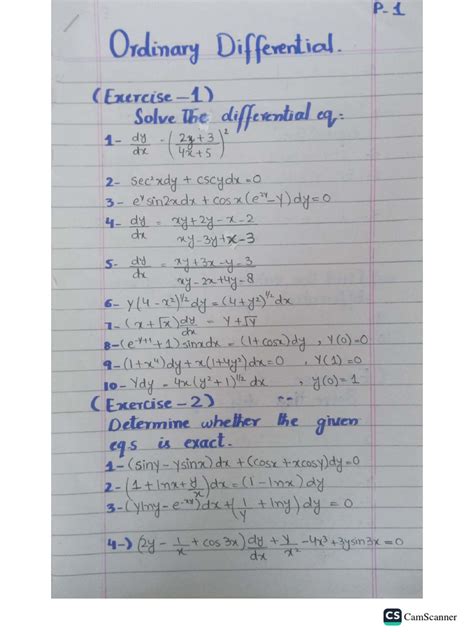 Ordinary Differential Equations Questions Pdf