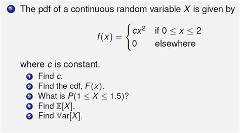 Solved The Pdf Of A Continuous Random Variable X Is Given By