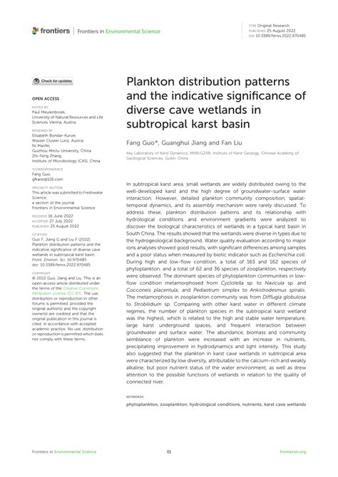 PDF Plankton Distribution Patterns And The Indicative Significance Of