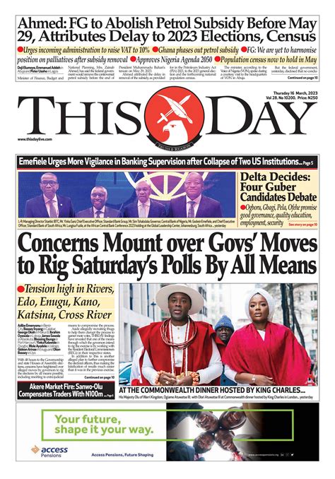 Thursday 16th March 2023 By Thisday Newspapers Ltd Issuu