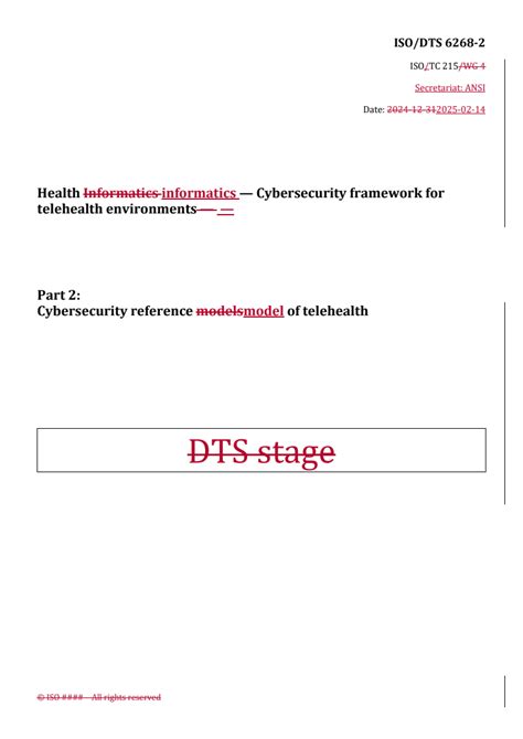 ISO DTS Health Informatics Cybersecurity Framework For Telehealth Environments Part