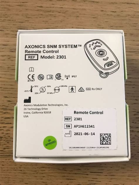 New Axonics Modulation Technologies 2301 Snm System Remote Control Disposables General For