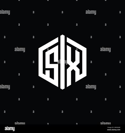 Sx Letter Logo Monogram Hexagon Shape With Connect Outline Style Design