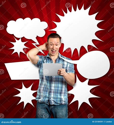 Man With Speech Bubble Stock Image Image Of Cloud Friendly