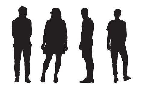 Standing People Silhouette Vector Set 12612793 Vector Art At Vecteezy