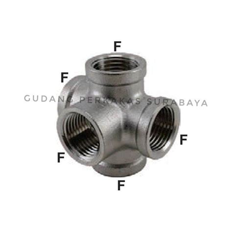 Five Way Connector Sus304 Sambungan Drat Dalam Cabang 5 Pipa Stainless