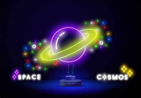 Premium Vector Planet Saturn Icon Elements Of Web In Neon Style Icons