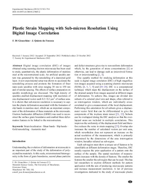 pdf plastic strain mapping with sub micron resolution using digital
