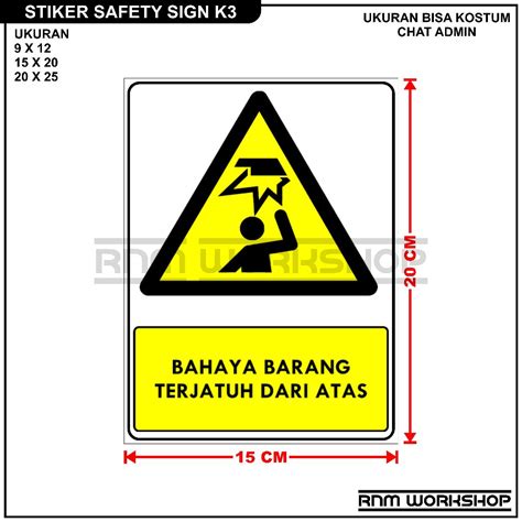 Jual STIKER SAFETY SIGN RAMBU K3 BAHAYA BARANG TERJATUH DARI ATAS