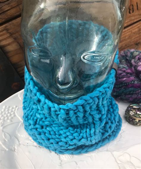 Luxury Cowl Adult Cowl Wool Cowl Blue Cowl Cowl Knitted Etsy