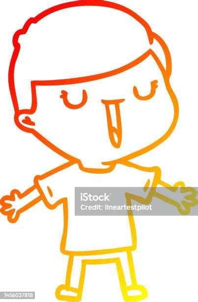Dessin Au Trait Dégradé Chaud Dun Garçon Heureux De Dessin Animé