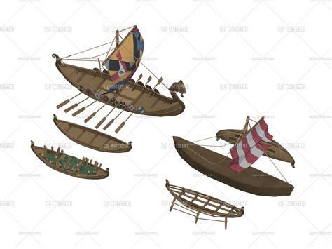 手绘低模 Lowpoly 低多边形 小木lanming2016作品船艇古代船仿古船cg模型网