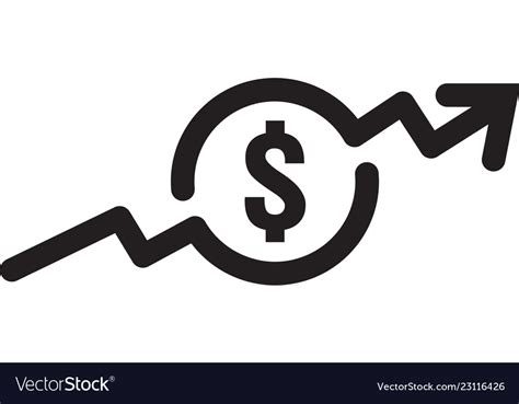 Dollar Rate Increase Icon Money Symbol Royalty Free Vector