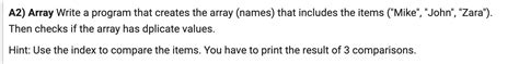 Solved A2 Array Write A Program That Creates The Array