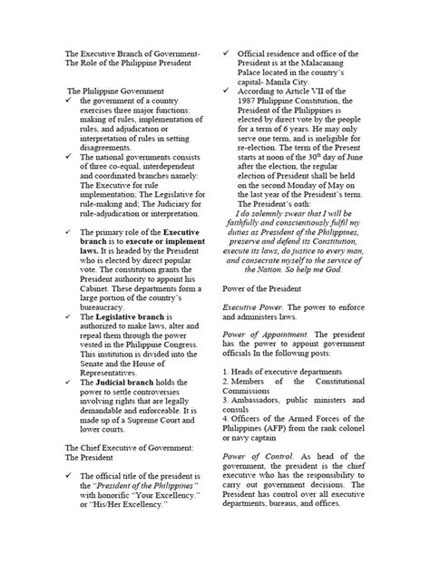 The Executive Legislative Branch Of Government Pdf Presidents Of The United States