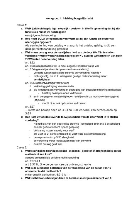 Wg 1 Inleiding Burgerlijk Recht Werkgroep 1 Inleiding Burgerlijk