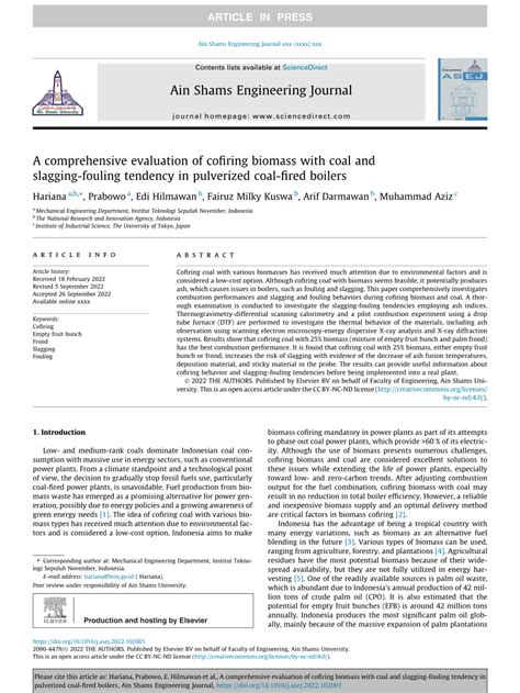 Pdf A Comprehensive Evaluation Of Cofiring Biomass With Coal And Slagging Fouling Tendency In