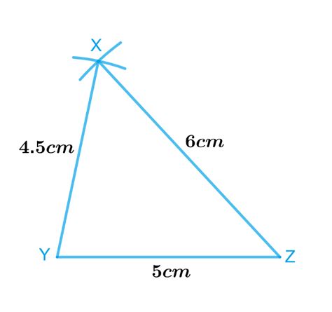 construct Δxyz in which xy 4 5 cm yz 5 cm and zx 6cm