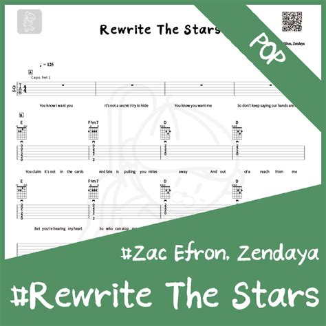 Zac Efron Zendaya Rewrite The Stars 하루한곡 TAB악보