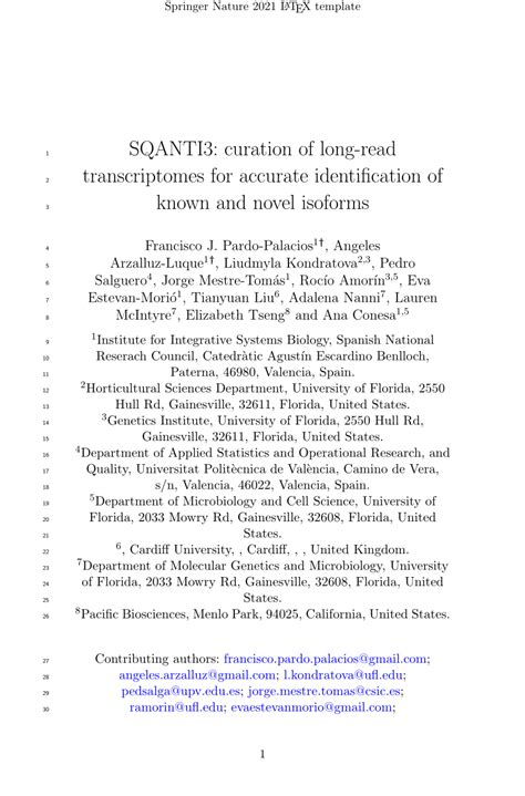 Pdf Sqanti3 Curation Of Long Read Transcriptomes For Accurate