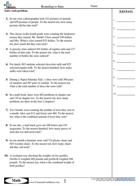 Rounding Word Problems Pdf Sneakers Sports