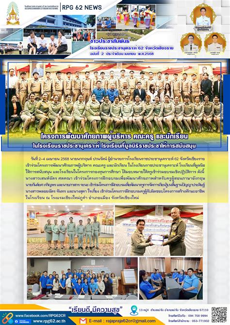 โรงเรียนราชประชานุเคราะห์ วันที่ 2 4 เมษายน 2568 นายนวกฤษต์ ปวนรัตน์ ผู้อำนวยการโรงเรียนราชประ