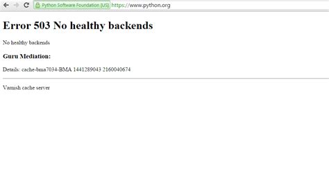 No Healthy Backends Error When I Visit The Python Website Rtechsupport