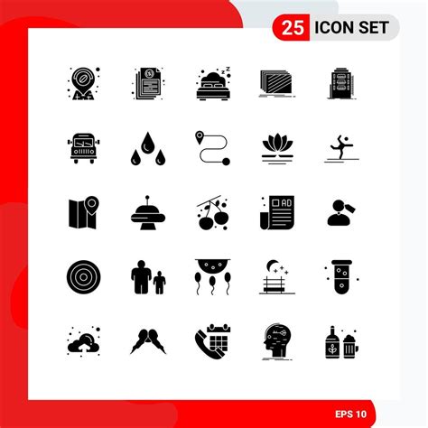 User Interface Pack Of 25 Basic Solid Glyphs Of City Textures Summer