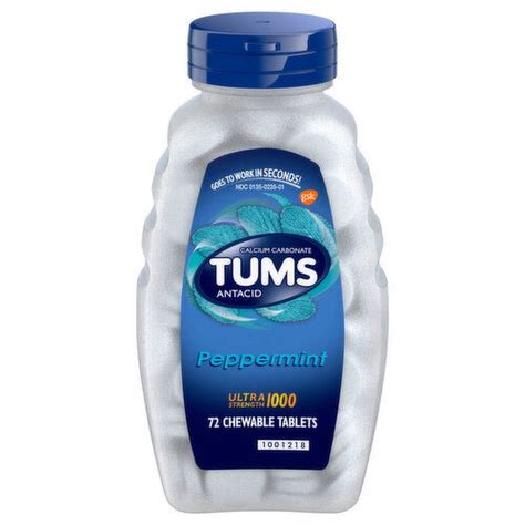 Tums Antacid Ultra Strength 1000 Chewable Tablets Peppermint
