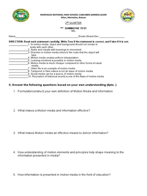 2ndq Second Summative Test Mil Pdf