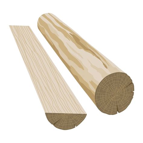 Premium Vector Building Material Round Tree And Half Log Cartoon