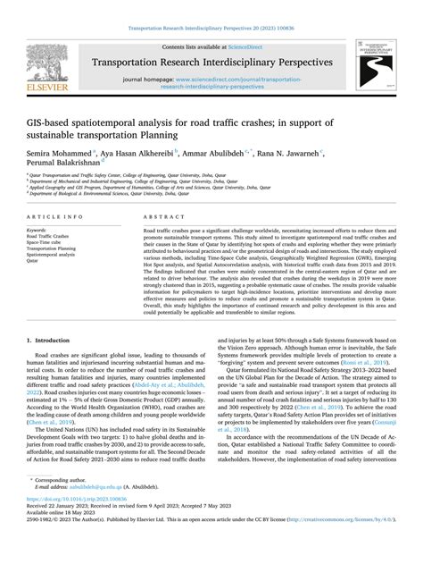 Pdf Gis Based Spatiotemporal Analysis For Road Traffic Crashes In